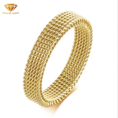 China Fashion Jewelry Titanium Steel Mesh Hollow Ring Stainless Steel Wide Mesh Ring Couple Ring SSR2851 for sale