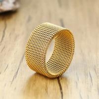 China Fashion Jewelry Titanium Steel Mesh Hollow Ring Stainless Steel Wide Mesh Ring Couple Ring SSR2851 for sale