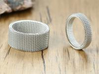 China Fashion Jewelry Titanium Steel Mesh Hollow Ring Stainless Steel Wide Mesh Ring Couple Ring SSR2851 for sale