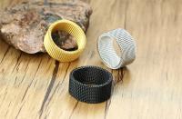 China Fashion Jewelry Titanium Steel Mesh Hollow Ring Stainless Steel Wide Mesh Ring Couple Ring SSR2851 for sale