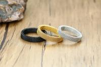 China Fashion Jewelry Titanium Steel Mesh Hollow Ring Stainless Steel Wide Mesh Ring Couple Ring SSR2851 for sale