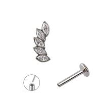 China Implant Grade Titanium Threadless Push in Flat Back Earring Stud with 5 Marquise CZ Top Sm0102 for sale
