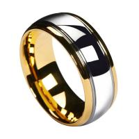 China Wholesale Vacuum Electroplating Gold Glossy Men's Tungsten Gold Rings and Tungsten Steel Jewelry Manufacturer Tst2863 for sale