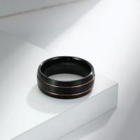 China 8mm Brushed Matte Plated Dual Color Tungsten Steel Ring for Men's Black Double Groove Scratch Resistant Tungsten Gold Ring Tstr023 for sale