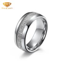 China Tungsten Steel Inlaid with Silver Carbon Fiber Tungsten Steel Ring European and American Couple Tungsten Gold Ring Tst2857 for sale