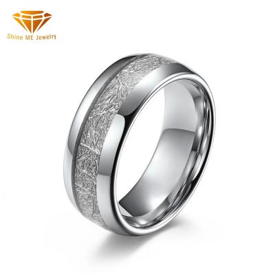 China Tungsten Steel Inlaid with Silver Carbon Fiber Tungsten Steel Ring European and American Couple Tungsten Gold Ring Tst2857 for sale