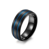 China 8mm Brushed Matte Plated Dual Color Tungsten Steel Ring for Men's Black Double Groove Tungsten Gold Ring Tsr023 for sale