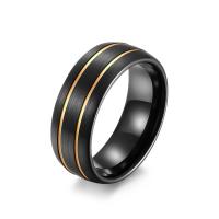 China 8mm Brushed Matte Plated Dual Color Tungsten Steel Ring for Men's Black Double Groove Tungsten Gold Ring Tsr023 for sale