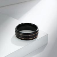 China 8mm Brushed Matte Plated Dual Color Tungsten Steel Ring for Men's Black Double Groove Tungsten Gold Ring Tsr023 for sale