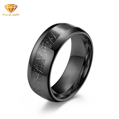 China High Quality Fashion Jewelry Tungsten Steel Inlaid Black Silk Ring for Couples Ring Tst0156 for sale