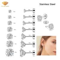 China Wholesale Stainless Steel Piercings Earrings Zircon Internally Thread Rod Ear Bone Nail Nose Nail Lip Nail Ear Piercing Ssp6072 for sale