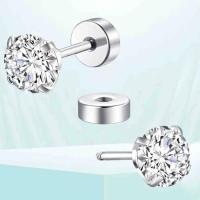 China Wholesale Stainless Steel Piercings Earrings Zircon Internally Thread Rod Ear Bone Nail Nose Nail Lip Nail Ear Piercing Ssp6072 for sale