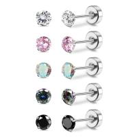 China Wholesale Stainless Steel Piercings Earrings Zircon Internally Thread Rod Ear Bone Nail Nose Nail Lip Nail Ear Piercing Ssp6072 for sale