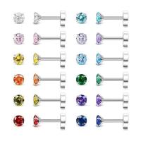 China Wholesale Stainless Steel Piercings Earrings Zircon Internally Thread Rod Ear Bone Nail Nose Nail Lip Nail Ear Piercing Ssp6072 for sale