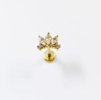 China New Style Petal Shaped Zircon Inner Teeth Lip Studs and Earrings 316 Stainless Steel Cast Lip Piercing CS0110b for sale