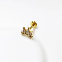 China New Style Petal Shaped Zircon Inner Teeth Lip Studs and Earrings 316 Stainless Steel Cast Lip Piercing CS0110b for sale