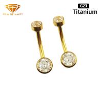 China High Quality Fashion Jewelry Plated Jewelry ASTM F136 Titanium Piercing CZ IP Gold Navel Ring Tpn012g for sale