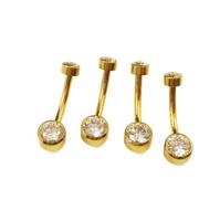 China High Quality Fashion Jewelry Plated Jewelry ASTM F136 Titanium Piercing CZ IP Gold Navel Ring Tpn012g for sale