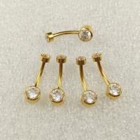 China High Quality Fashion Jewelry Plated Jewelry ASTM F136 Titanium Piercing CZ IP Gold Navel Ring Tpn012g for sale