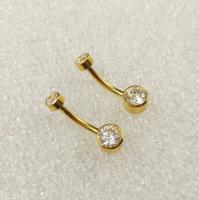 China High Quality Fashion Jewelry Plated Jewelry ASTM F136 Titanium Piercing CZ IP Gold Navel Ring Tpn012g for sale