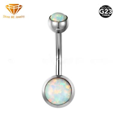 China High Quality Silver Jewelry Body Piercing G23 Solid Titanium Body Piercing Navel Curves with Opal Stone Tp1991 for sale