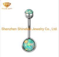 China High Quality Silver Jewelry Body Piercing G23 Solid Titanium Body Piercing Navel Curves with Opal Stone Tp1991 for sale