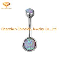 China High Quality Silver Jewelry Body Piercing G23 Solid Titanium Body Piercing Navel Curves with Opal Stone Tp1991 for sale
