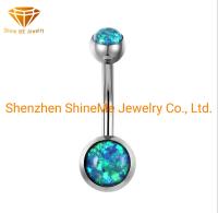 China High Quality Silver Jewelry Body Piercing G23 Solid Titanium Body Piercing Navel Curves with Opal Stone Tp1991 for sale