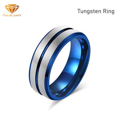 China Hot Selling 8mm Slotted Tungsten Steel Ring Ring Men's Niche High-End Vacuum Plated Two-Color Tungsten Gold Jewelry Tstk002sb for sale