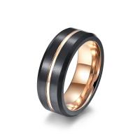 China Hot Selling 8mm Slotted Tungsten Steel Ring Ring Men's Niche High-End Vacuum Plated Two-Color Tungsten Gold Jewelry Tstk002sb for sale