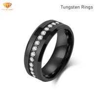 China European and American light luxury high-end feeling, diamond studded tungsten steel ring tungsten gold couple's ring unisex fashion jewelry for men and women KRT059 for sale
