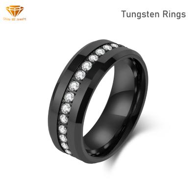 China European and American light luxury high-end feeling, diamond studded tungsten steel ring tungsten gold couple's ring unisex fashion jewelry for men and women KRT059 for sale