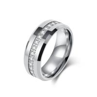 China European and American light luxury high-end feeling, diamond studded tungsten steel ring tungsten gold couple's ring unisex fashion jewelry for men and women KRT059 for sale