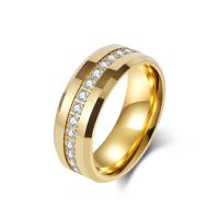 China European and American light luxury high-end feeling, diamond studded tungsten steel ring tungsten gold couple's ring unisex fashion jewelry for men and women KRT059 for sale