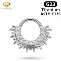 China F136/G23 Titanium Alloy Ear Studs Nose Ring Precision-Carved Piercing Accessories SM2698 for sale