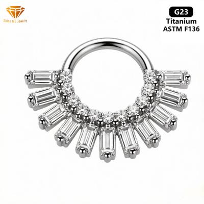 China F136 titanium alloy nose ring 5A zircon body piercing jewelry wholesale SM2613 for sale