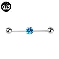 China G23 titanium Industrial Barbells ear bridge with Bezel CZ ear bone nail  TB0327 for sale