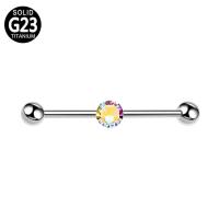 China G23 titanium Industrial Barbells ear bridge with Bezel CZ ear bone nail  TB0327 for sale