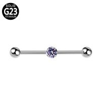 China G23 titanium Industrial Barbells ear bridge with Bezel CZ ear bone nail  TB0327 for sale