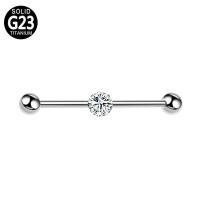 China G23 titanium Industrial Barbells ear bridge with Bezel CZ ear bone nail  TB0327 for sale