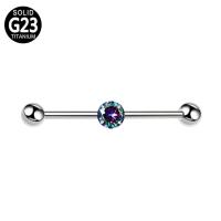 China G23 titanium Industrial Barbells ear bridge with Bezel CZ ear bone nail  TB0327 for sale