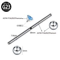 China G23 titanium Industrial Barbells ear bridge with Bezel CZ ear bone nail  TB0327 for sale