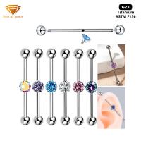 China G23 titanium Industrial Barbells ear bridge with Bezel CZ ear bone nail  TB0327 for sale