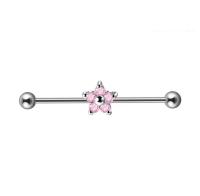 China F136 Titanium Barbell Earbone Nails Zircon Flower Ear Bridge Double Earhole Earrings TB0328 for sale