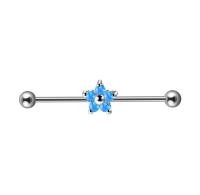 China F136 Titanium Barbell Earbone Nails Zircon Flower Ear Bridge Double Earhole Earrings TB0328 for sale