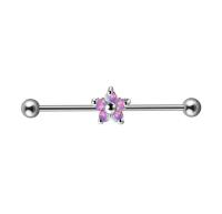 China F136 Titanium Barbell Earbone Nails Zircon Flower Ear Bridge Double Earhole Earrings TB0328 for sale
