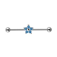 China F136 Titanium Barbell Earbone Nails Zircon Flower Ear Bridge Double Earhole Earrings TB0328 for sale