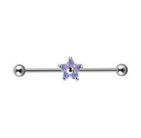China F136 Titanium Barbell Earbone Nails Zircon Flower Ear Bridge Double Earhole Earrings TB0328 for sale