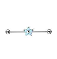 China F136 Titanium Barbell Earbone Nails Zircon Flower Ear Bridge Double Earhole Earrings TB0328 for sale