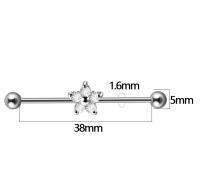 China F136 Titanium Barbell Earbone Nails Zircon Flower Ear Bridge Double Earhole Earrings TB0328 for sale